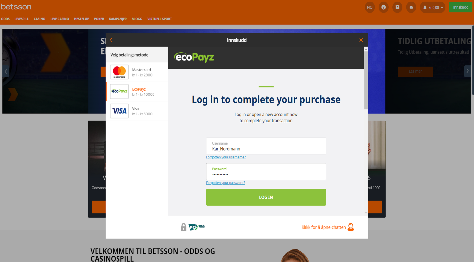 Slik bruker du ecoPayz | Betsson