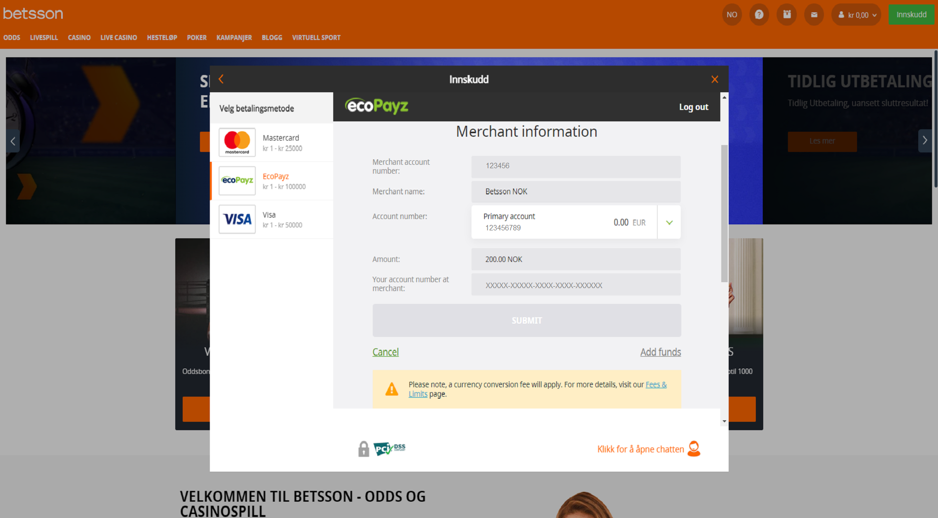 Slik bruker du ecoPayz | Betsson
